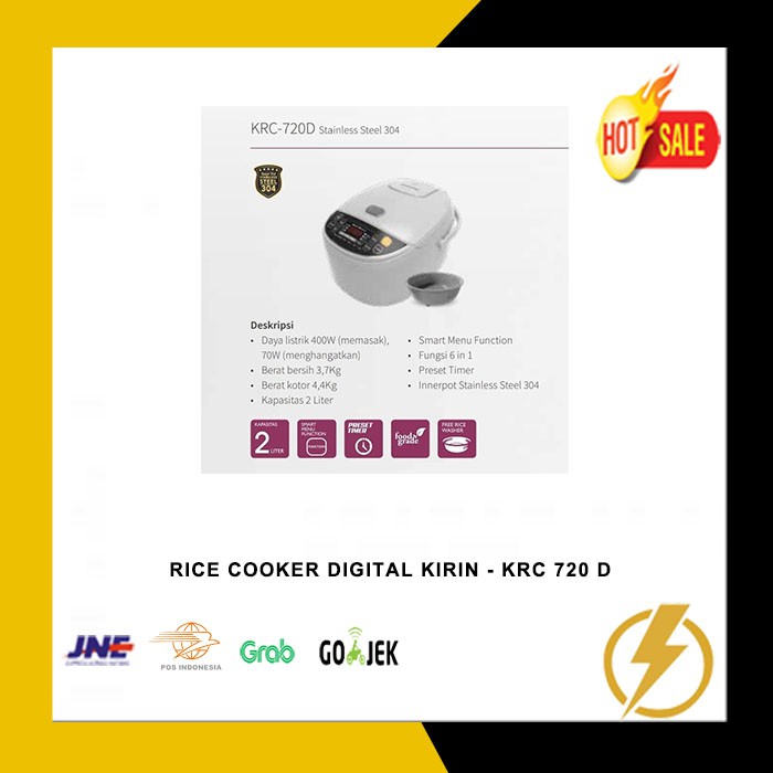 Jual MAGIC COM KIRIN DIGITAL STAINLESS STEEL 2 LITER 400 WATT - KRC 720 ...