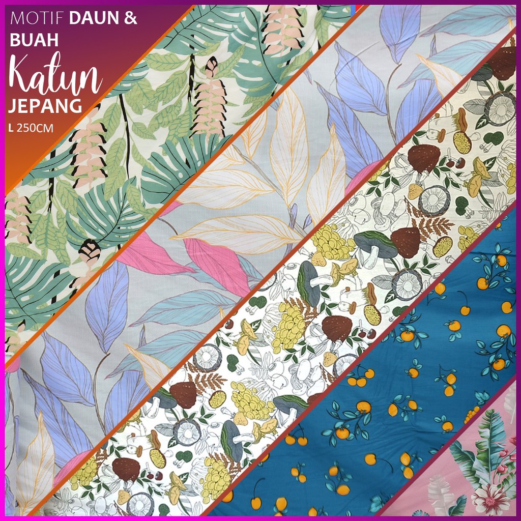 Jual KAIN SPREI KATUN JEPANG DAUN DAN BUAH LEBAR 250 METERAN | Shopee ...