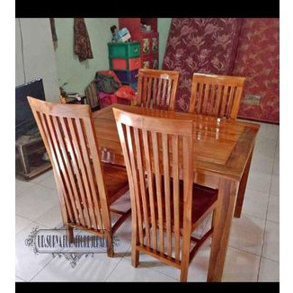Jual Meja makan 4 kursi model minimalis bahan kayu jati | Shopee Indonesia