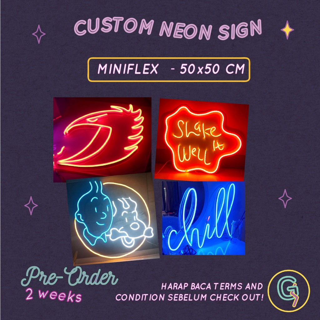 Jual Custom Neon Sign Mini Flex Ukuran 50x50 cm | Shopee Indonesia