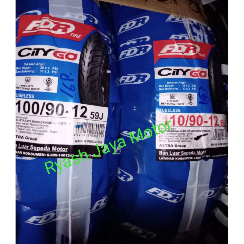 Jual Paket Ban Tubeless FDR City Go 100/90-12 & 110/90-12 For Scoopy ...