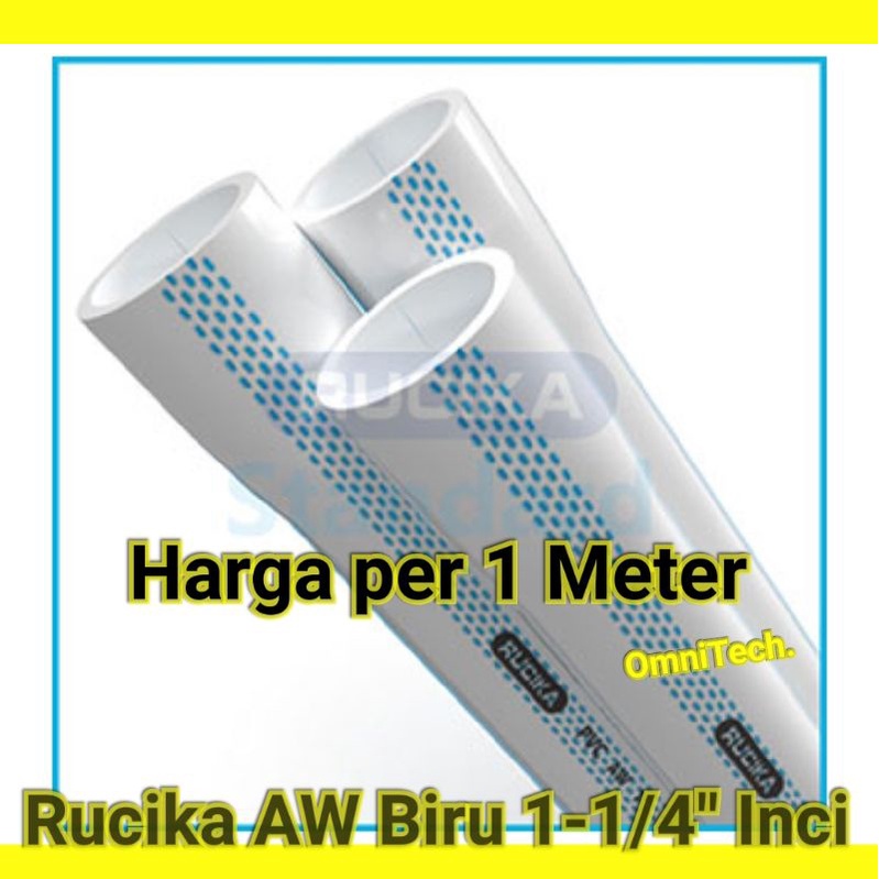 Jual Pipa Air Paralon PVC AW Biru Rucika 1-1/4" Inci Potongan 1 Meter ...