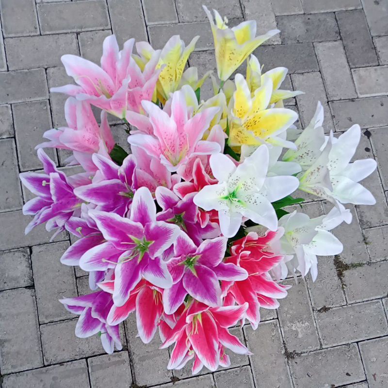 Jual bunga lily cabang 9 jumbo / bunga lili / bunga lily tiruan / bunga ...