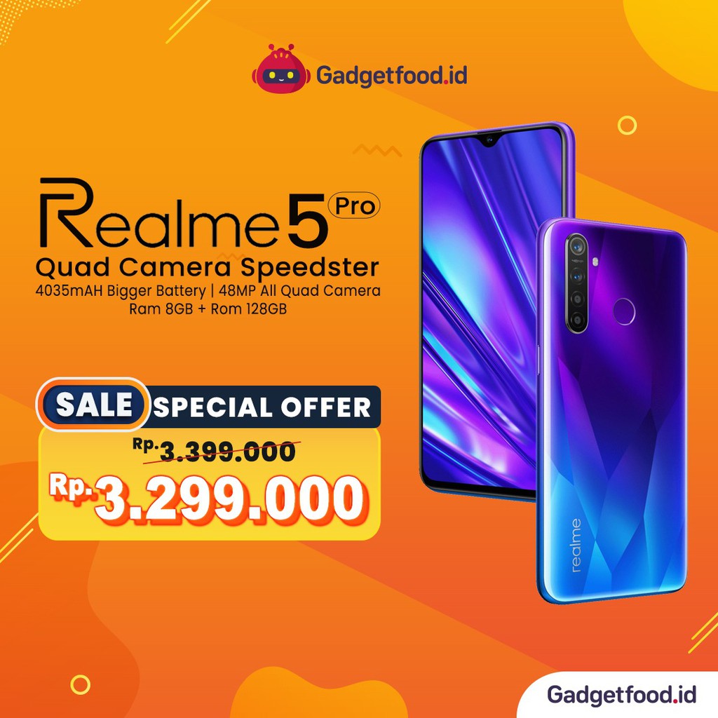 Jual HP REALME 5 PRO RAM 8GB/128 GB ORIGINAL GARANSI RESMI SMARTPHONE ...