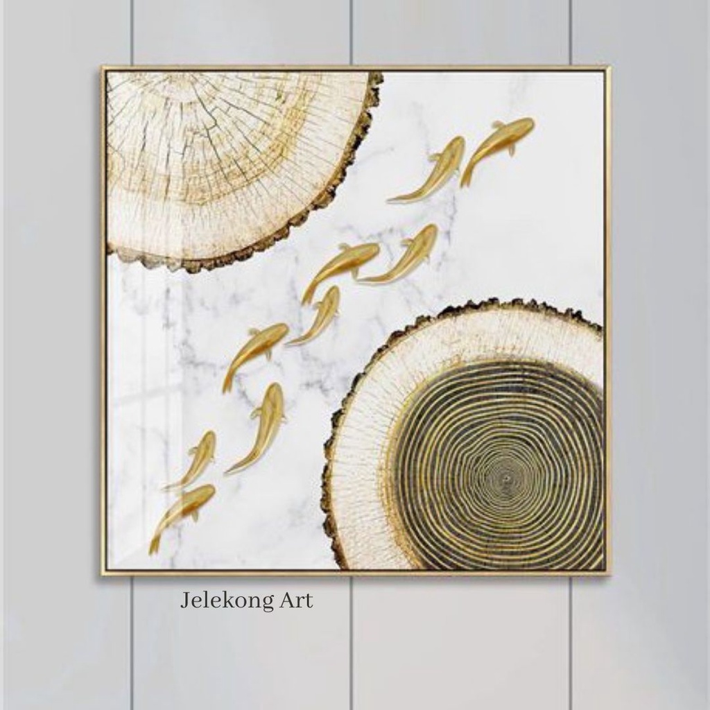 Jual Lukisan MInimalis Modern Abstrak ikan Asli Lukisan Tangan BONUS ...