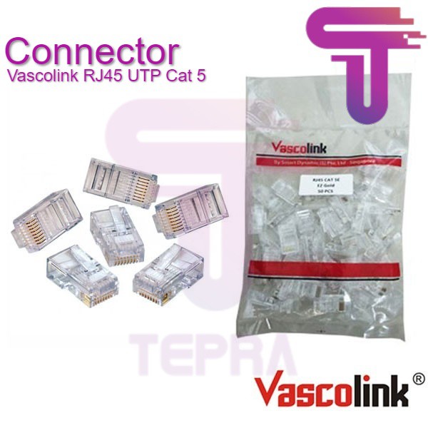 Jual Connector Rj45 Cat5 VASCOLINK isi 100 ORIGINAL | Shopee Indonesia