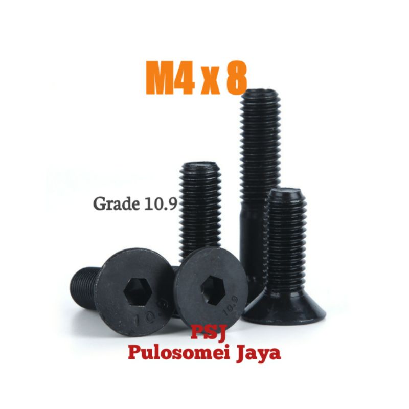 Jual Baut JF L Baja M4 x 8 / Baut Verseng Baja M4 x 8 / Grade 10.9 ...