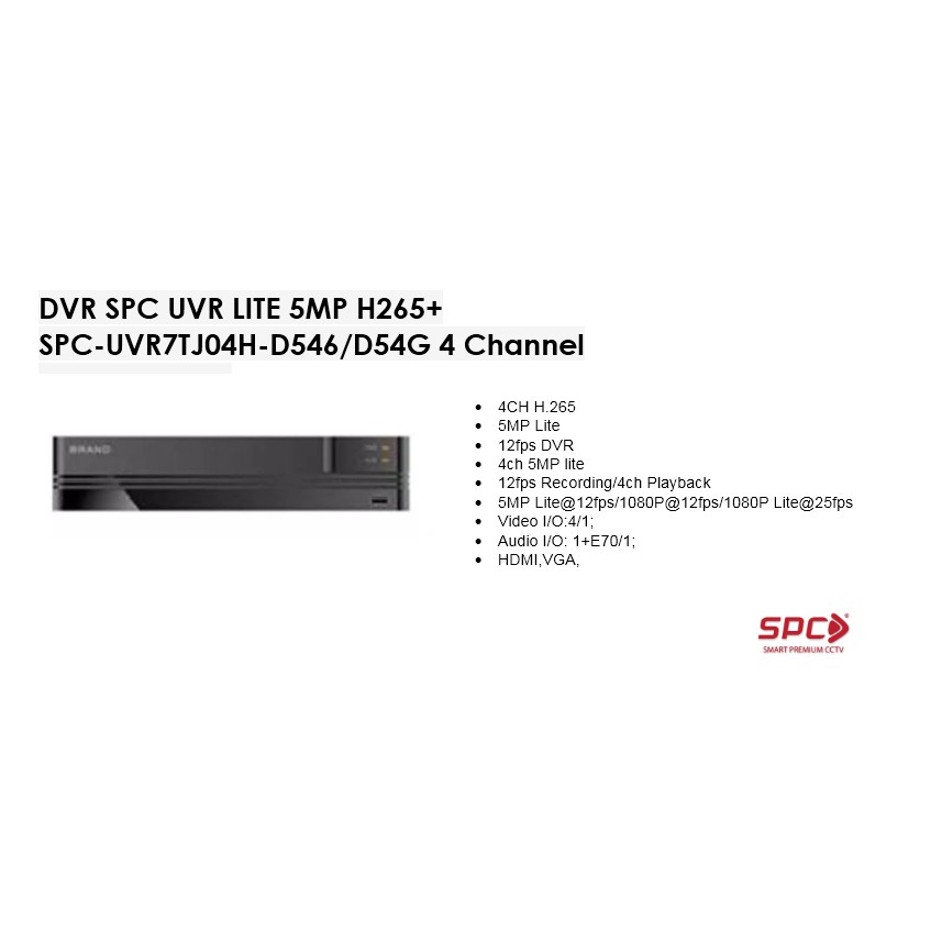 Jual DVR SPC UVR LITE 5MP H265+ SPC-UVR7TJ04H-D546/D54G 4 Channel ...