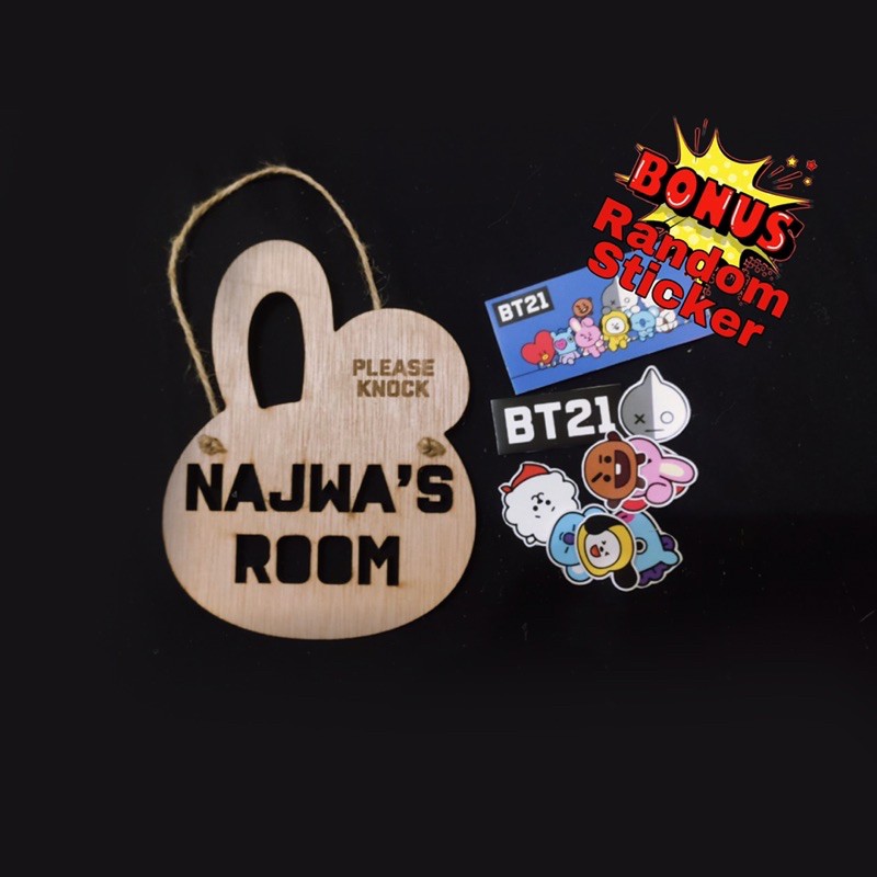 Jual BT21 wooden room sign | Papan nama ruangan BT21 bisa custom pakai ...