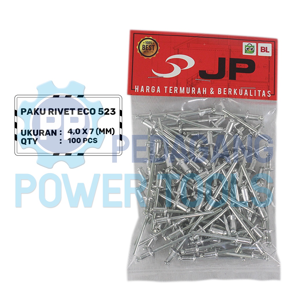 Jual PAKU RIVET ECO 523 100 PCS 4 x 7 MM BLIND RIFET TEMBAK ALUMINIUM ...