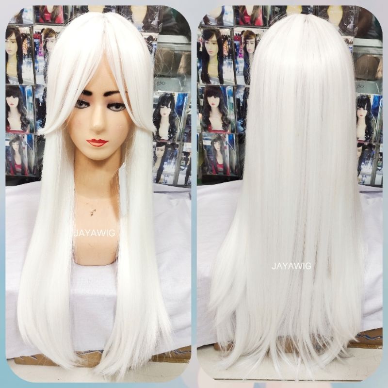 Jual Wig Rambut Palsu Lurus Panjang Warna Putih | Shopee Indonesia