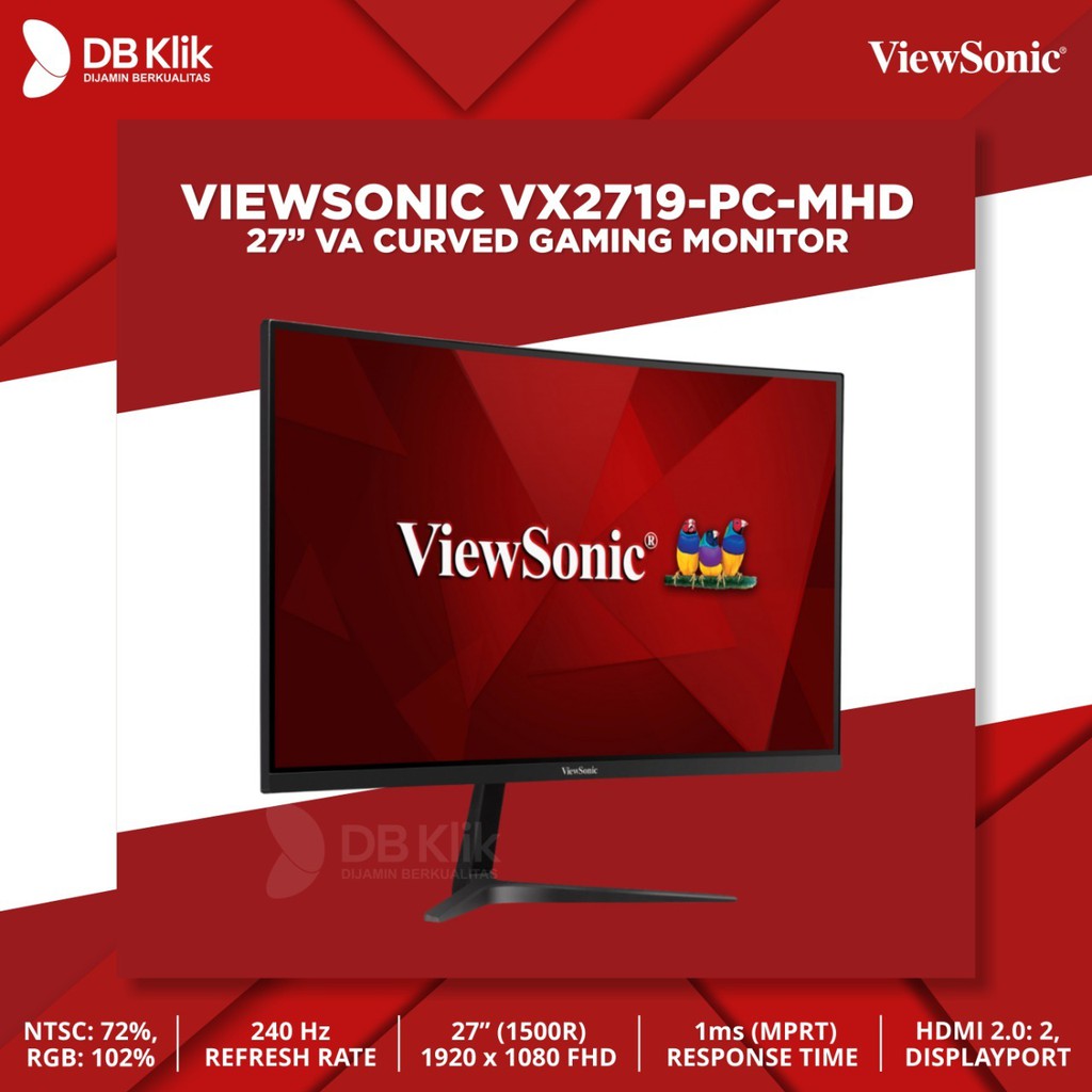 Jual Monitor LED VIEWSONIC VX2719-PC-MHD 27 Inch Curved 240Hz FHD HDMI ...