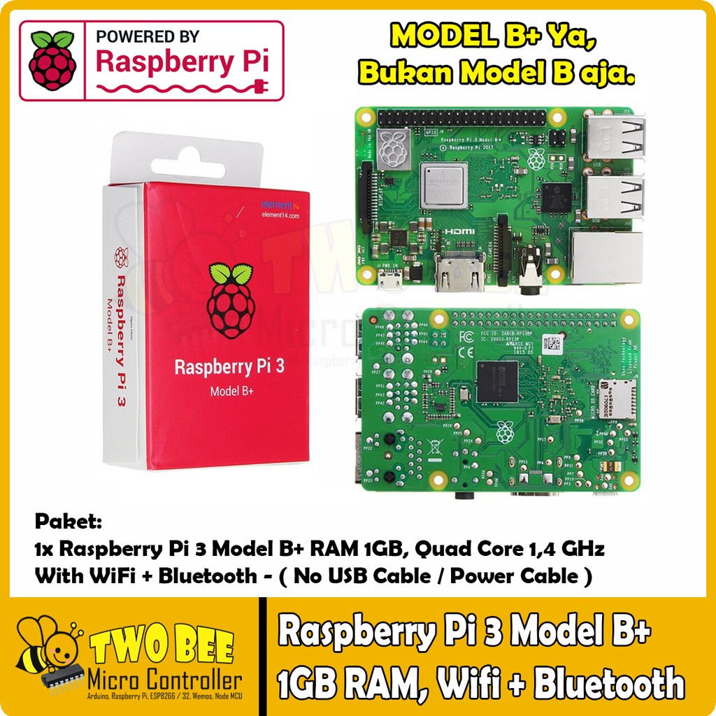 Jual Raspberry Pi 3 Model B+ ( 1GB RAM ) Quad Core 1,4 GHz Original UK | Shopee Indonesia