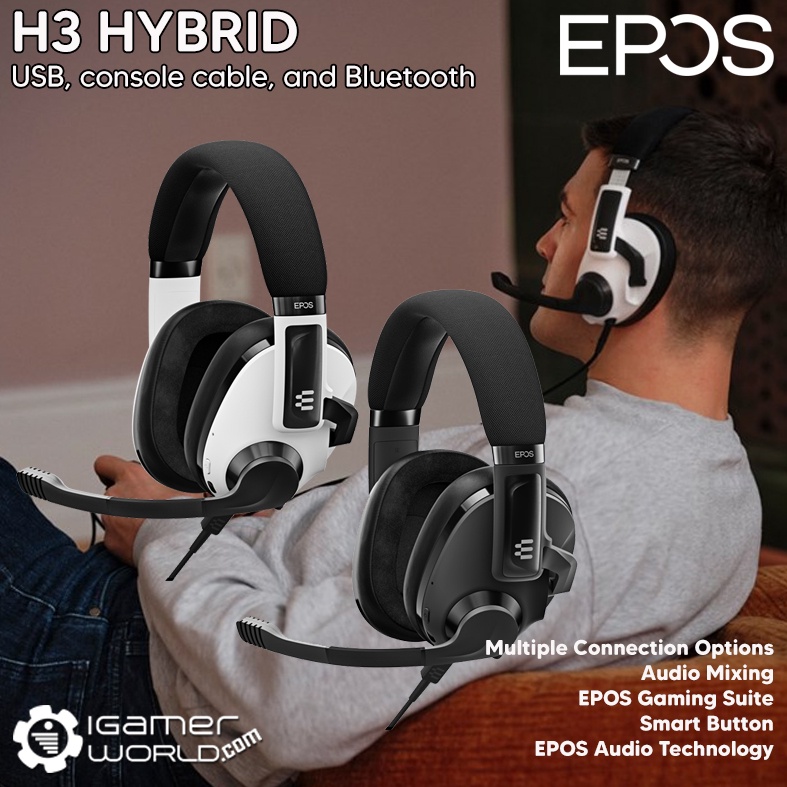Jual EPOS H3 HYBRID Closed Acoustic with Bluetooth Gaming Headset | Shopee Indonesia