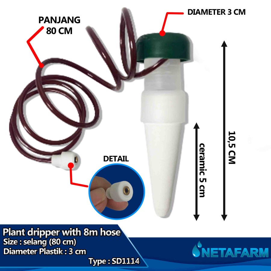Jual Water Dripper Ceramic With 8m Hose Irigasi Tetes SD1114 - 1pcs ...