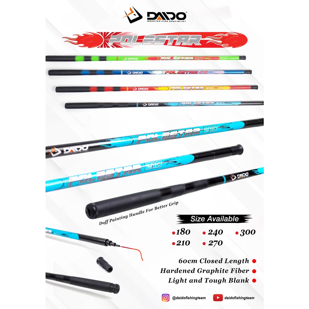Jual POLE / TEGEK PANCING DAIDO STAR FIBER PANJANG 180CM SAMPAI 300CM ...