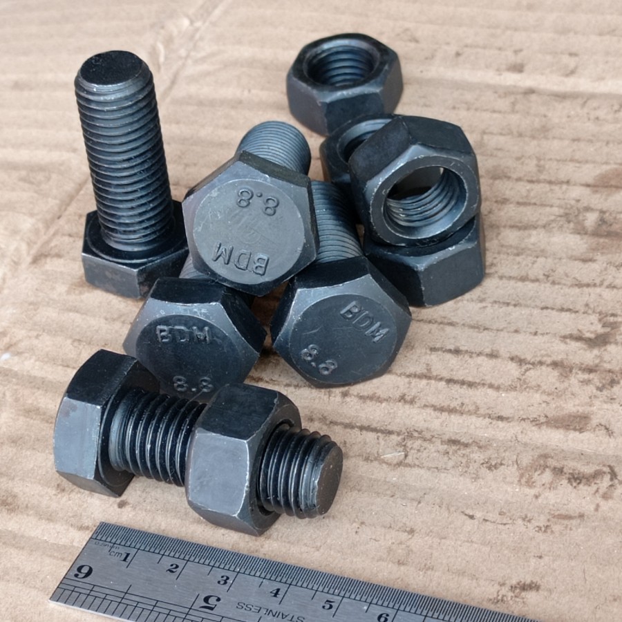 Jual BAUT BAJA M16 X 40 HTB GRADE 8.8 M16X40 FULL DRAT KUNCI 24 PANJANG 4CM 4 CM 40MM PITCH 2.0 ...