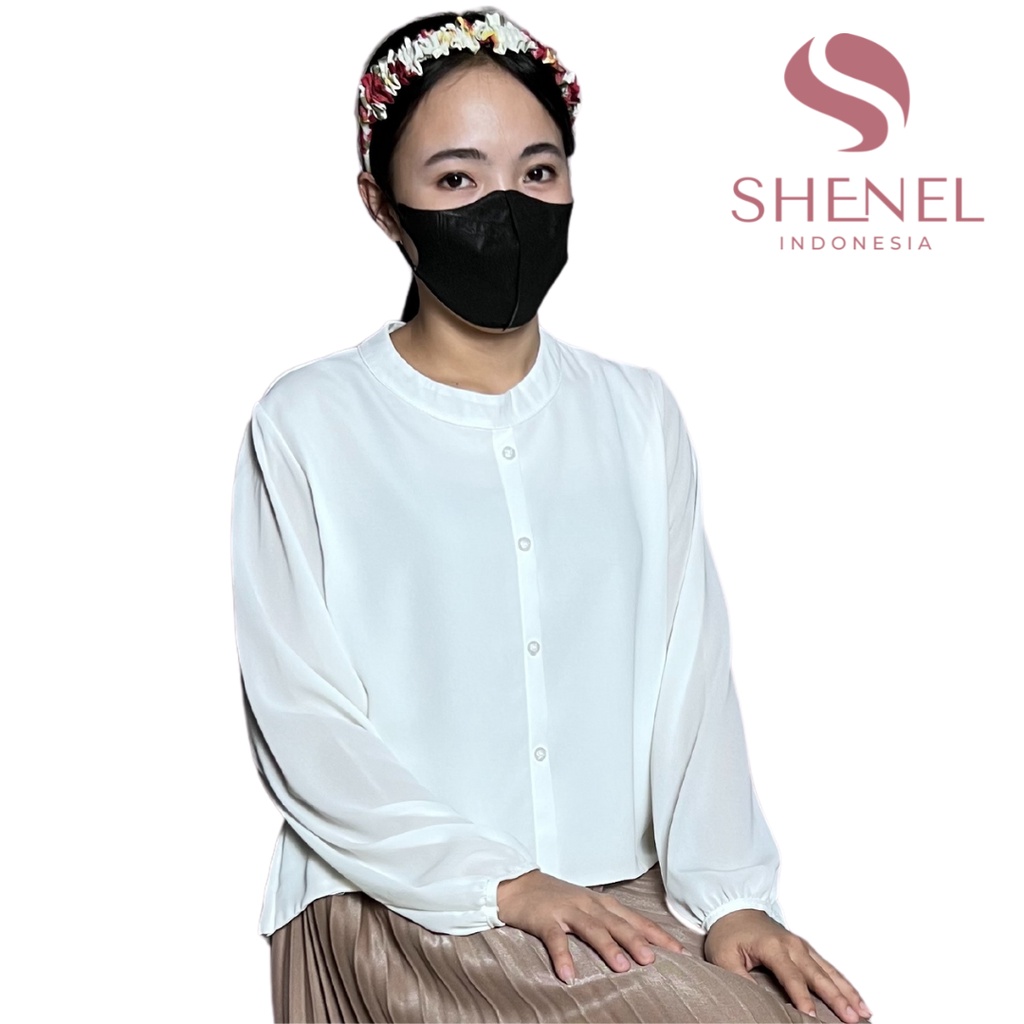 Jual Shenel | Hani Shirt Sifon Blouse Wanita Lengan Panjang Baju Cewek Kemeja Polos Import ...