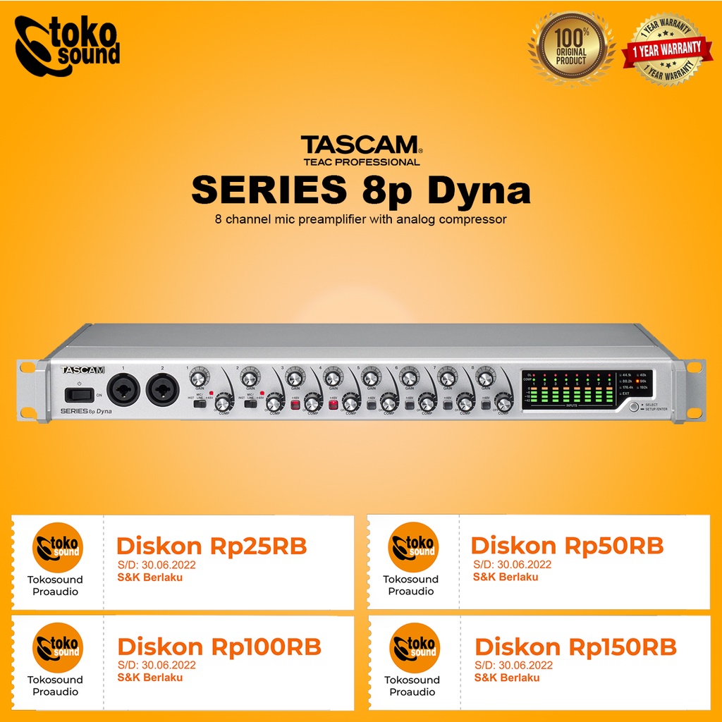Jual TASCAM Series 8P DYNA Microphone Preamp With Compressor | Shopee ...