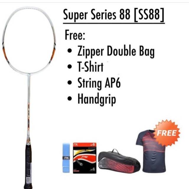 Jual RAKET BADMINTON LINING SS88 White Orange ORIGINAL BULUTANGKIS ...