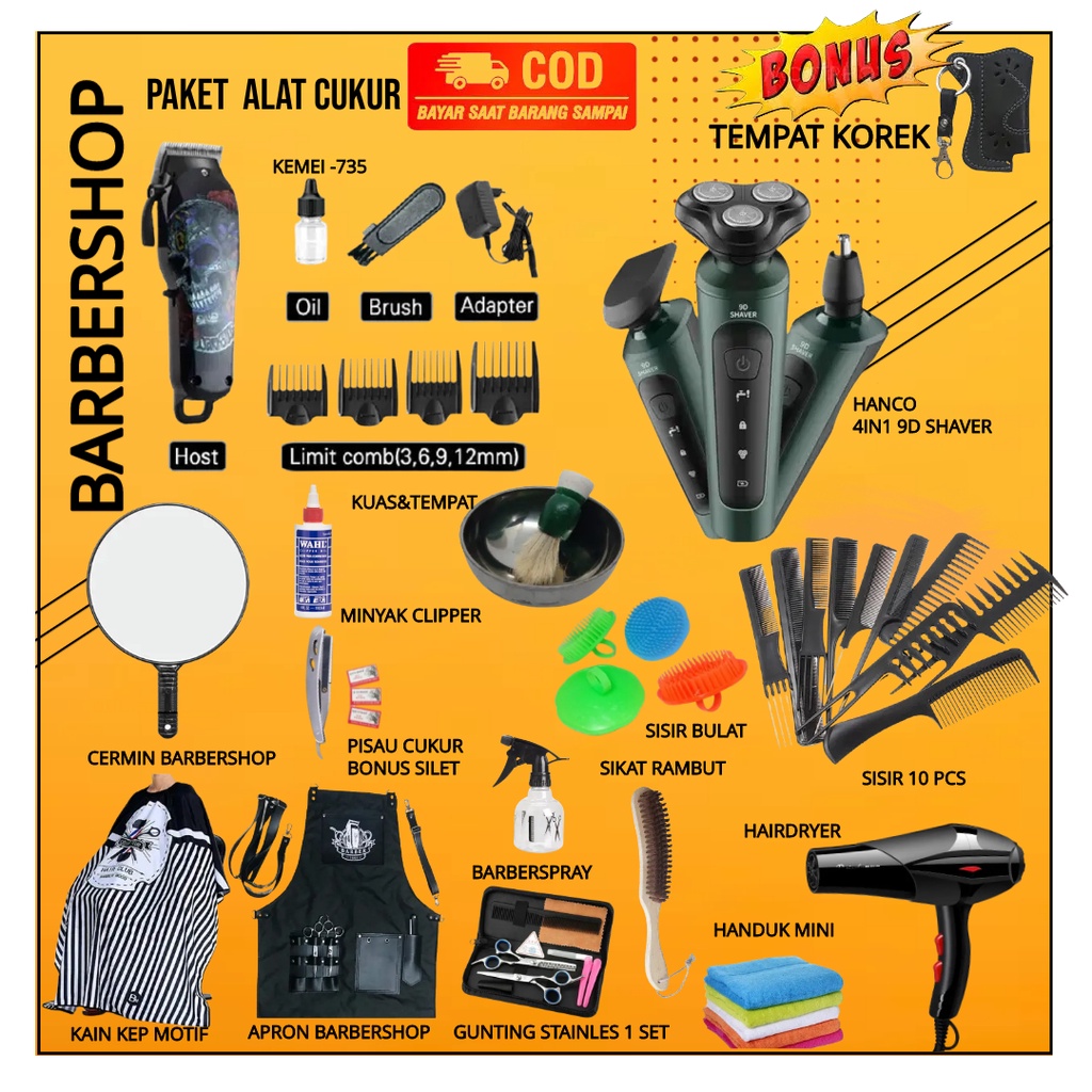 Jual Paket Lengkap Peralatan Usaha Cukur Rambut Alat cukur rambut ...