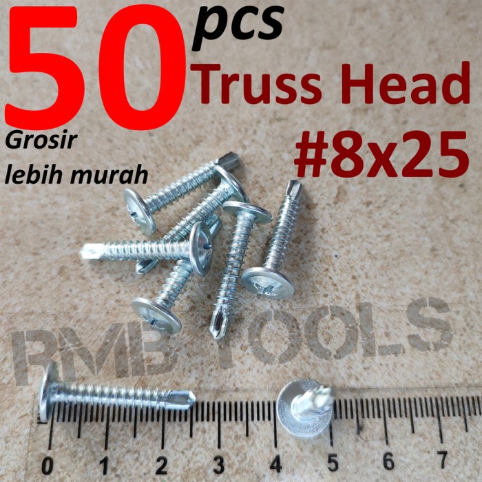 Jual (50pcs) 8x25 Sekrup Roofing Truss Head SDS 8 x 25 mm / Skrup Truss Head SDS 8 x 25 | Shopee ...