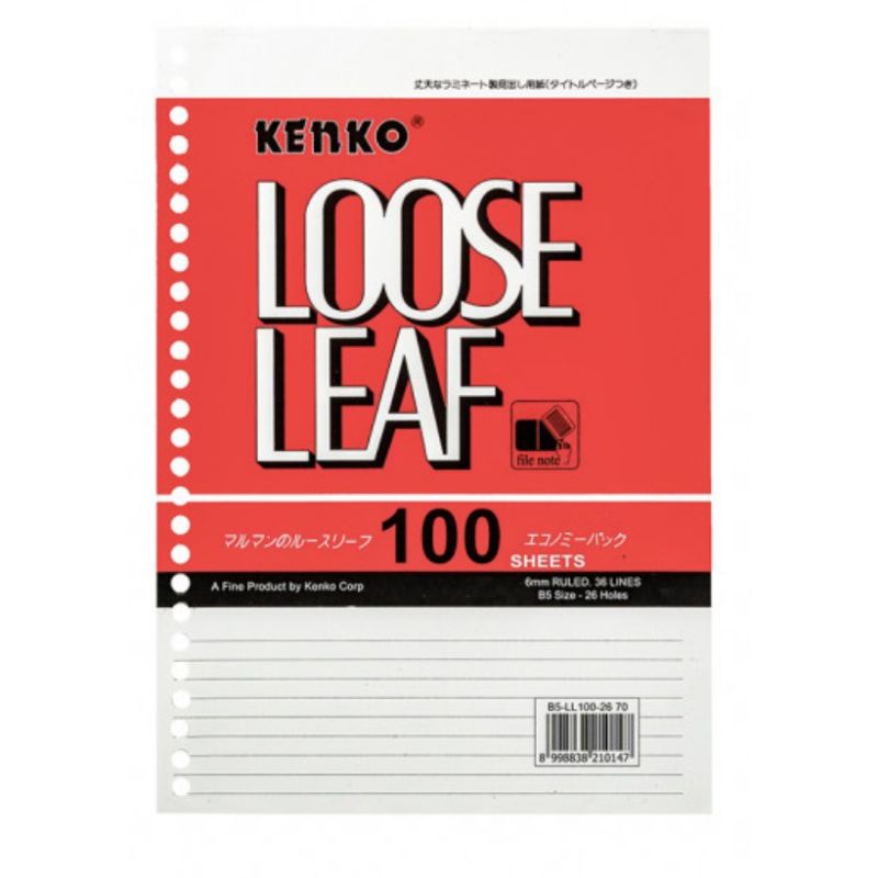 Jual Kertas Isian Binder/Loose Leaf Kenko Refill B5 100 Sheet | Shopee ...