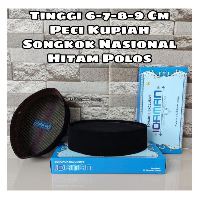 Jual Peci Hitam Polos Tinggi 6-7-8-9 cm Kopiah Songkok Nasional Kopyah Hitam Murah Berkwalitas ...
