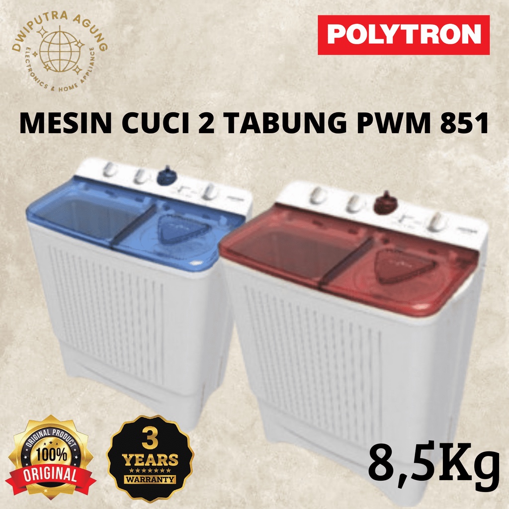 Jual MESIN CUCI POLYTRON 2 TABUNG PWM 851 / PWM851 8.5KG GARANSI RESMI ...