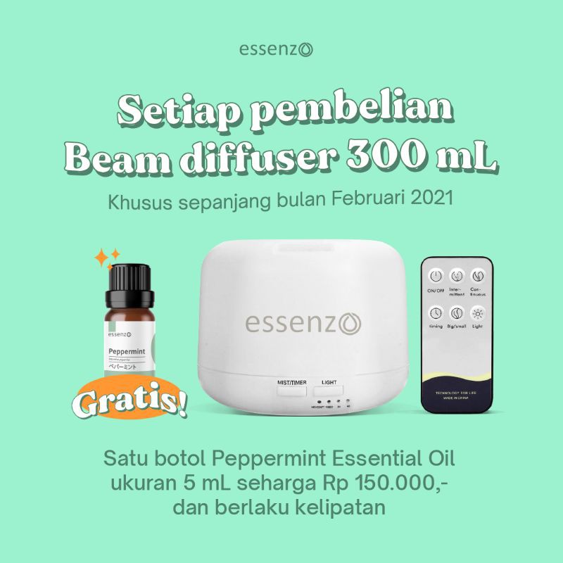 Jual Essenzo Beam Diffuser 300ml + Remote (Gratis Peppermint EO 5mL) | Shopee Indonesia