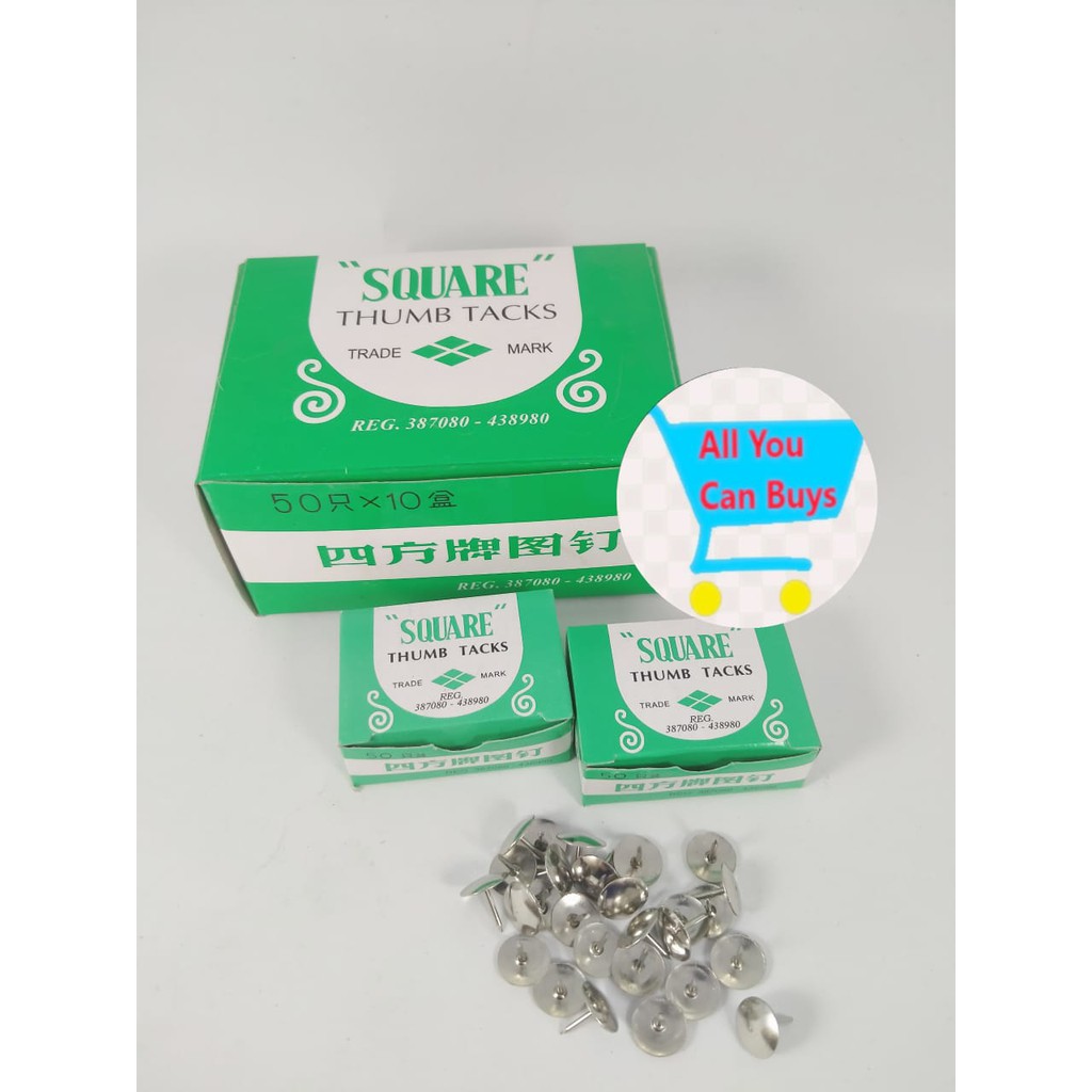 Jual Paku Payung Square Thumb Tacks - isi 50 pcs | Shopee Indonesia