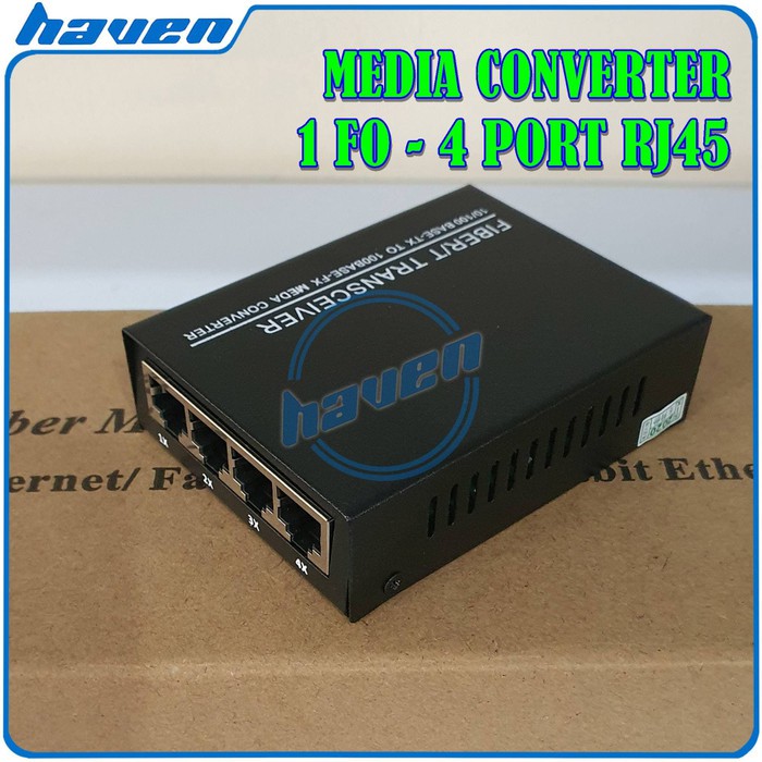 Jual Media Converter Fiber Optik 1 Port FO to 4 Port Lan RJ45 BS14 | Shopee Indonesia