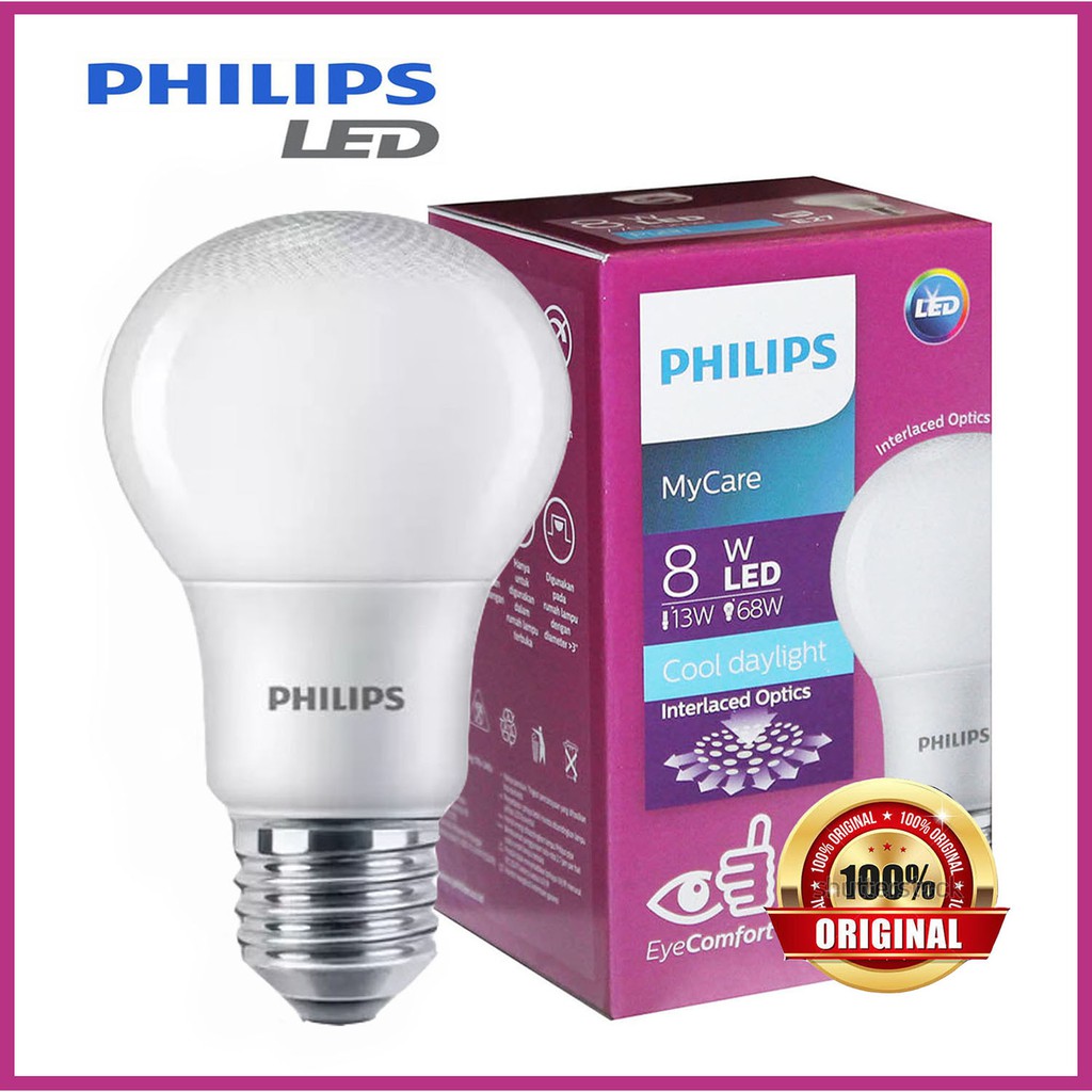 Jual PHILIPS LAMPU LED BULB MYCARE 8W 8 WATT PUTIH COOL DAYLIGHT 6500K, LAMPU LED BULB PHILIPS ...