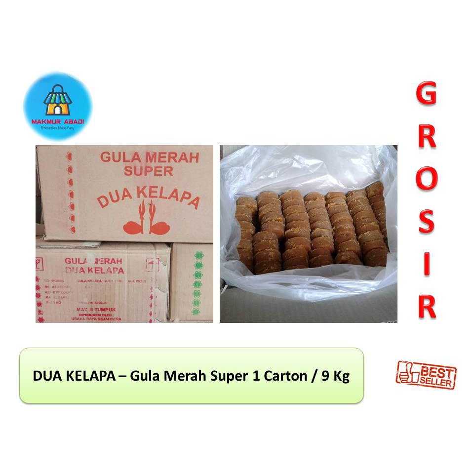 Jual Gula Merah Super DUA KELAPA 1 Carton / 9 Kg || Makmur Abadi ...