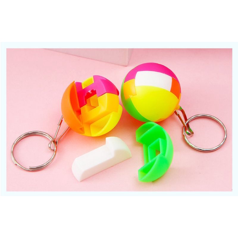 Jual Gantungan Kunci Puzzle 3 Dimensi / Puzzle 3D Model Bola Kubus Hati ...