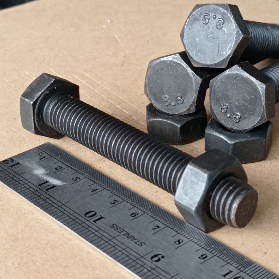 Jual BAUT BAJA M14 X 90 HTB FULL DRAT GRADE 8.8 M14X90 KUNCI 22 PANJANG 9CM 9 CM 90MM PITCH 2.0 ...