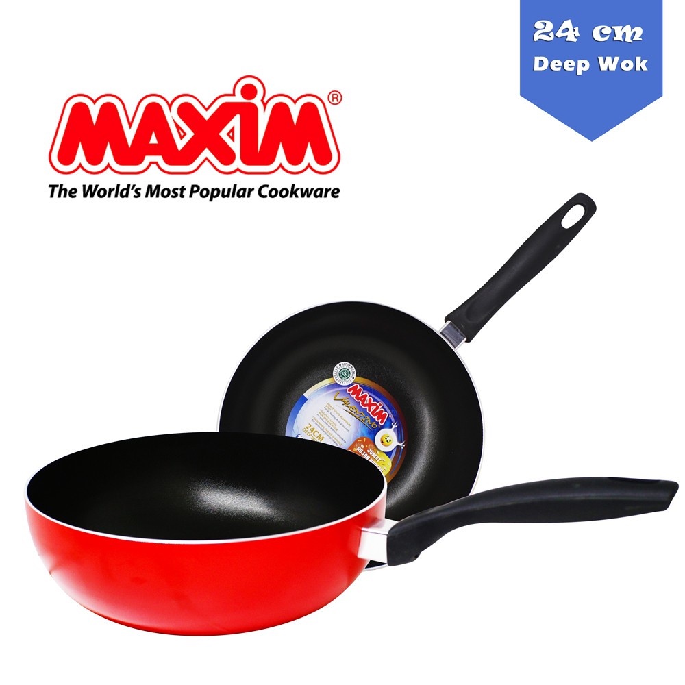Jual Teplon MAXIM Valentino Deep Wok Frypan (24 cm) Berbahan Teflon Non ...