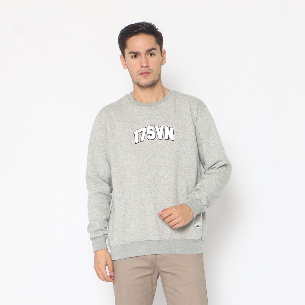 Jual 17SEVEN Original Sweater Crewneck Jumper Sablon Pria 0050-BORDER-GREY | Shopee Indonesia