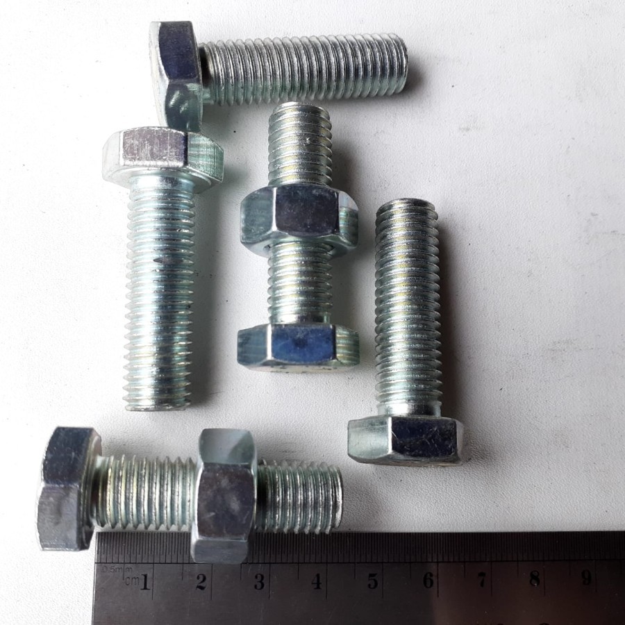 Jual BAUT MUR M12 X 40 PUTIH BMP M12X40 PANJANG 4CM 4 CM KUNCI 19 GALVANIZ GALVANIS | Shopee ...