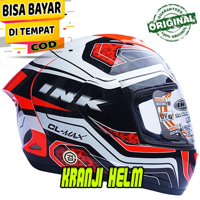 Jual Helm / Helm fullface / Helm ink cl max #5 black white red fluo ...