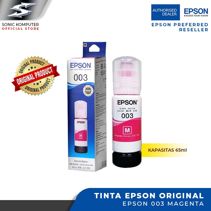 Jual EPSON TINTA T 003 BLACK CYAN MAGENTA YELLOW B C M Y ORIGINAL 100% T003 | Shopee Indonesia