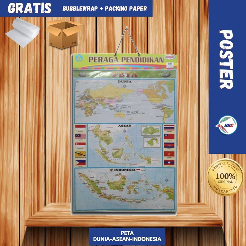 Jual POSTER EDUKASI PETA ( DUNIA, ASEAN, INDONESIA ) | Shopee Indonesia