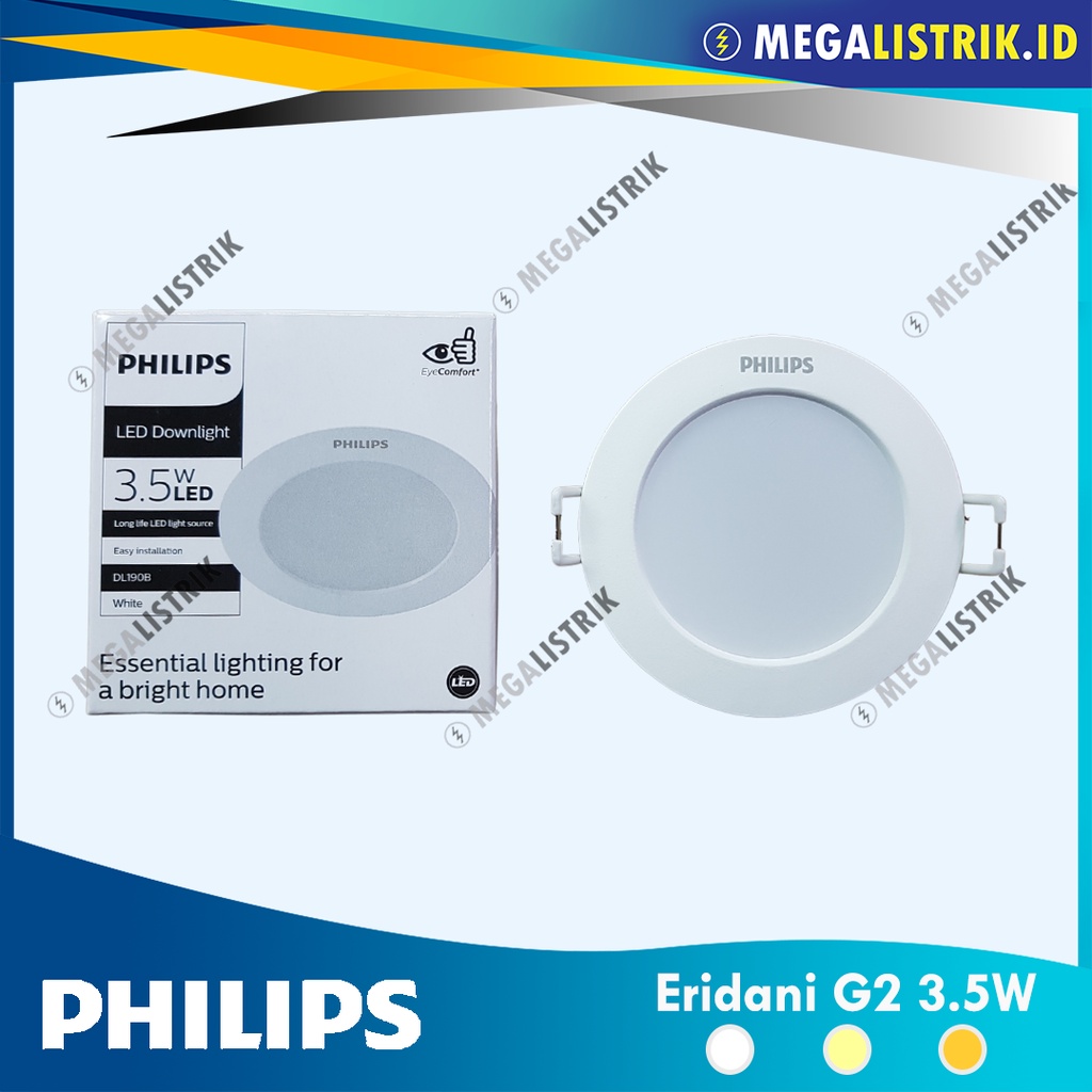 Jual PHILIPS DOWNLIGHT LED 3.5W / ERIDANI G2 3.5 WATT 3" INBOW BULAT LAMPU PANEL DL190B | Shopee ...
