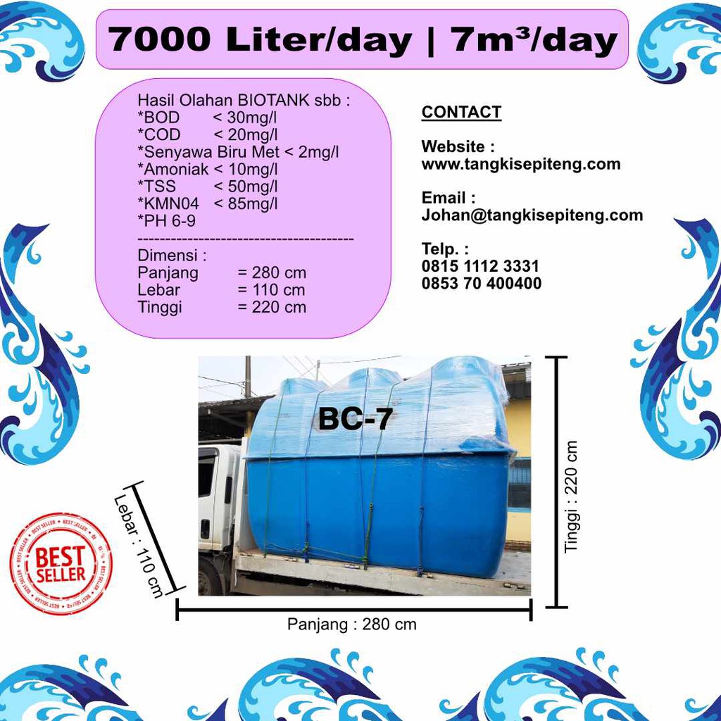 Jual BIOTECH Septic Tank 7000 Liter | 7 m3 | IPAL | Shopee Indonesia