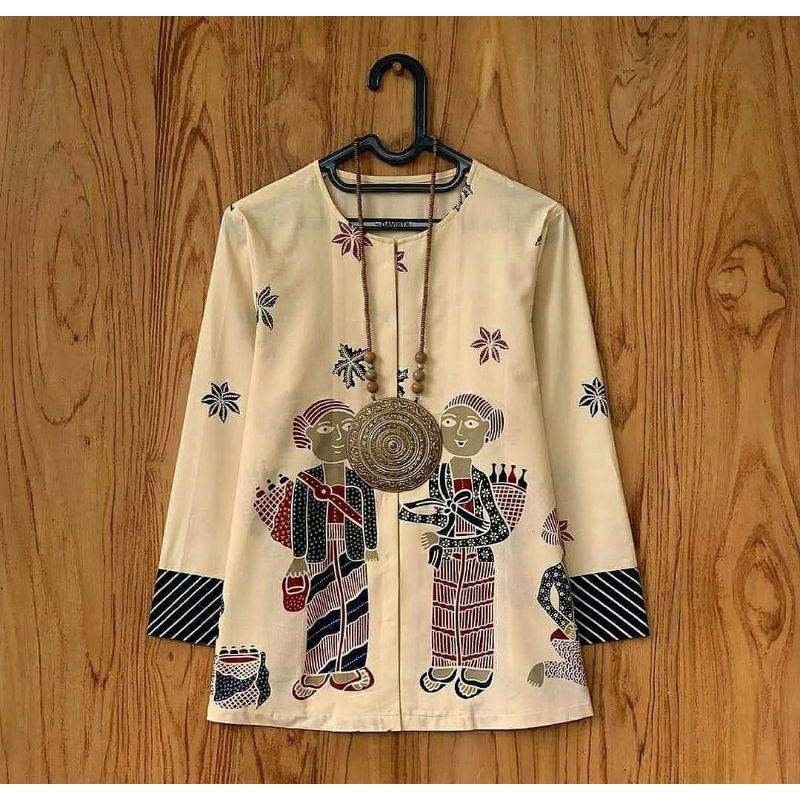 Jual atasan batik lengan panjang motif karakter mbok jamu lucu | Shopee ...
