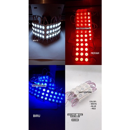 Jual LED 3 MATA 12 VOLT BULAT KECIL 7015 warna red green white | Shopee ...