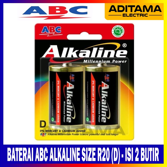 Jual BATERAI ABC ALKALINE LR20 R20 D - ISI 2 BUTIR | Shopee Indonesia