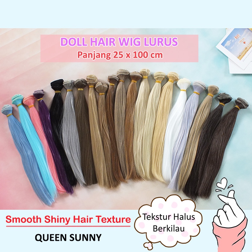 Jual Doll Hair Wig Rambut Palsu Lurus Ukuran 25x100cm Rambut Boneka SD ...