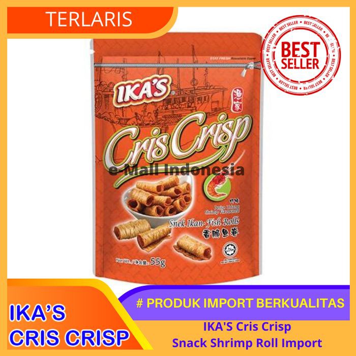 Jual Ika's Cris Crisp Fish Rolls Shrimp 55gr | Snack Ikan Crispy | Shopee Indonesia