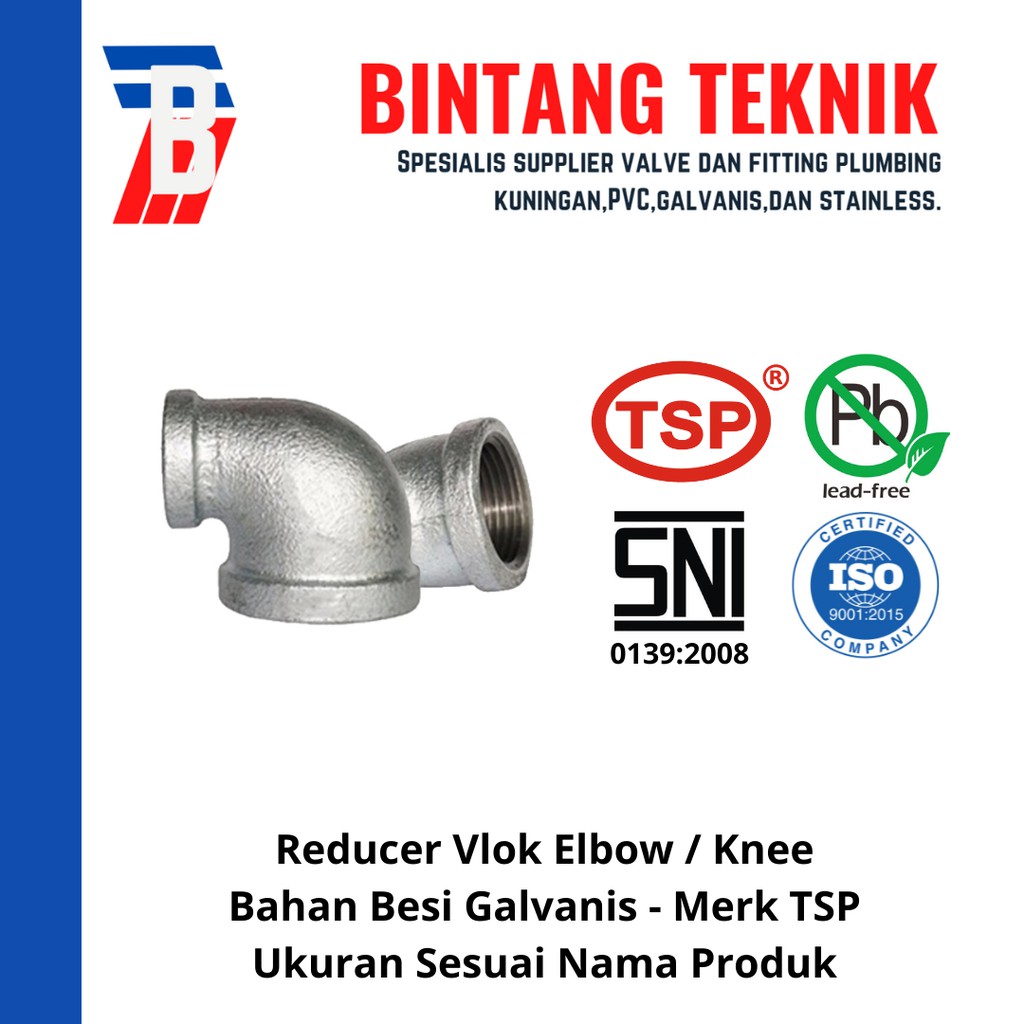 Jual Reducer Elbow / Knee 3/4" x 1/2" Besi Galvanis TSP | Shopee Indonesia